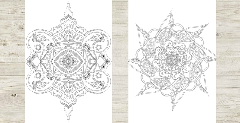 7 intricate and detailed mandala / zentangle / coloring pages | Etsy