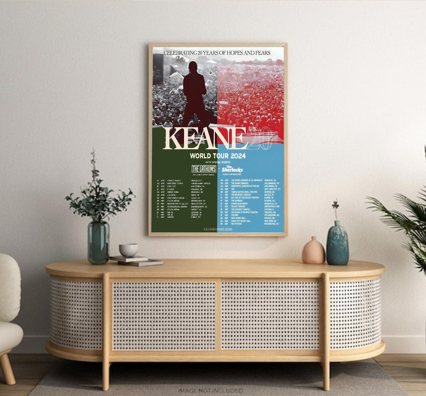 KEANE Celebrating 20 Years of Hopes & Fears 2024 World Tour Poster ...