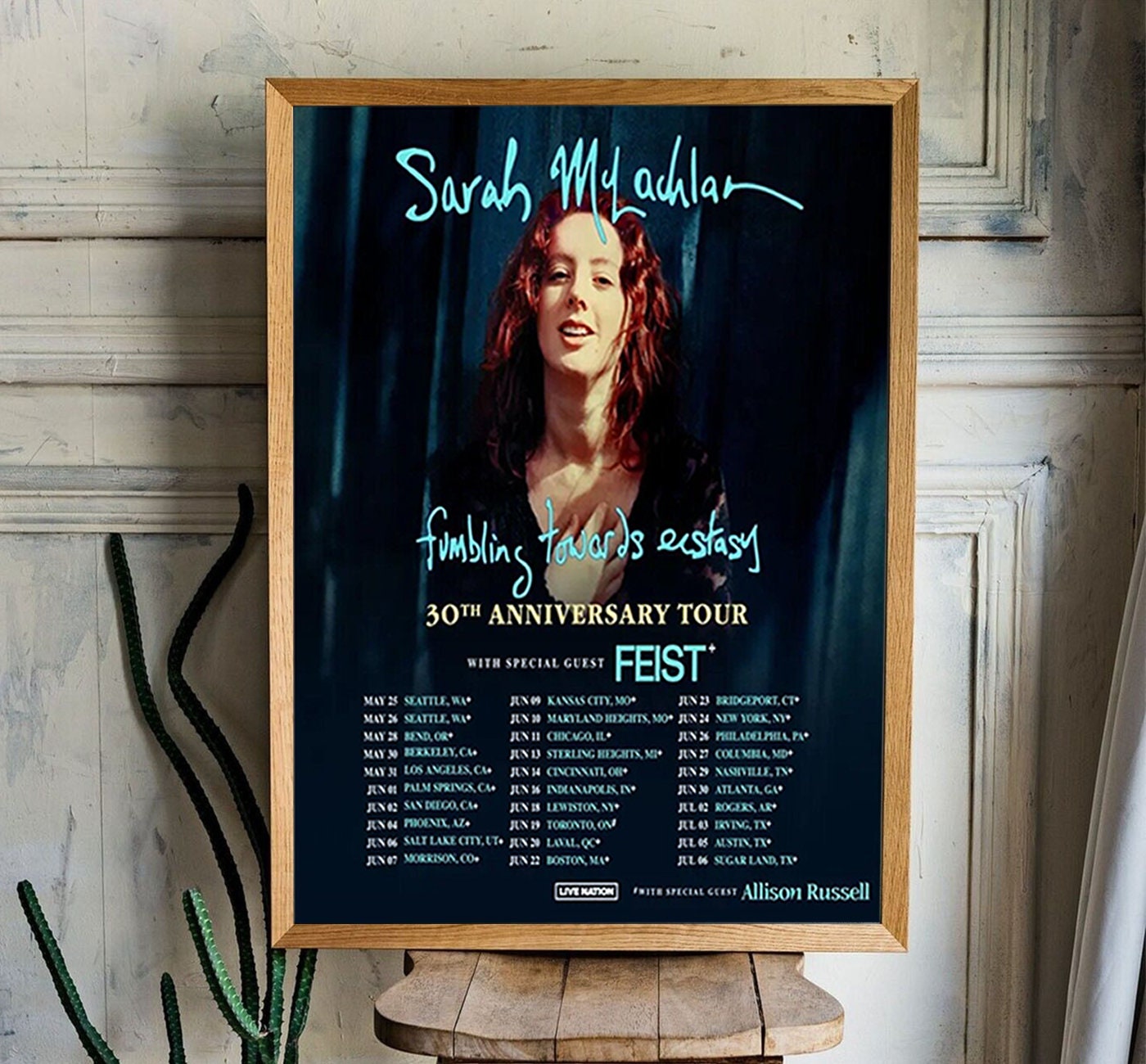 Sarah McLachlan Fumbling Towards Ecstasy 30th Anniversary Tour 2024 Poster sold by ...