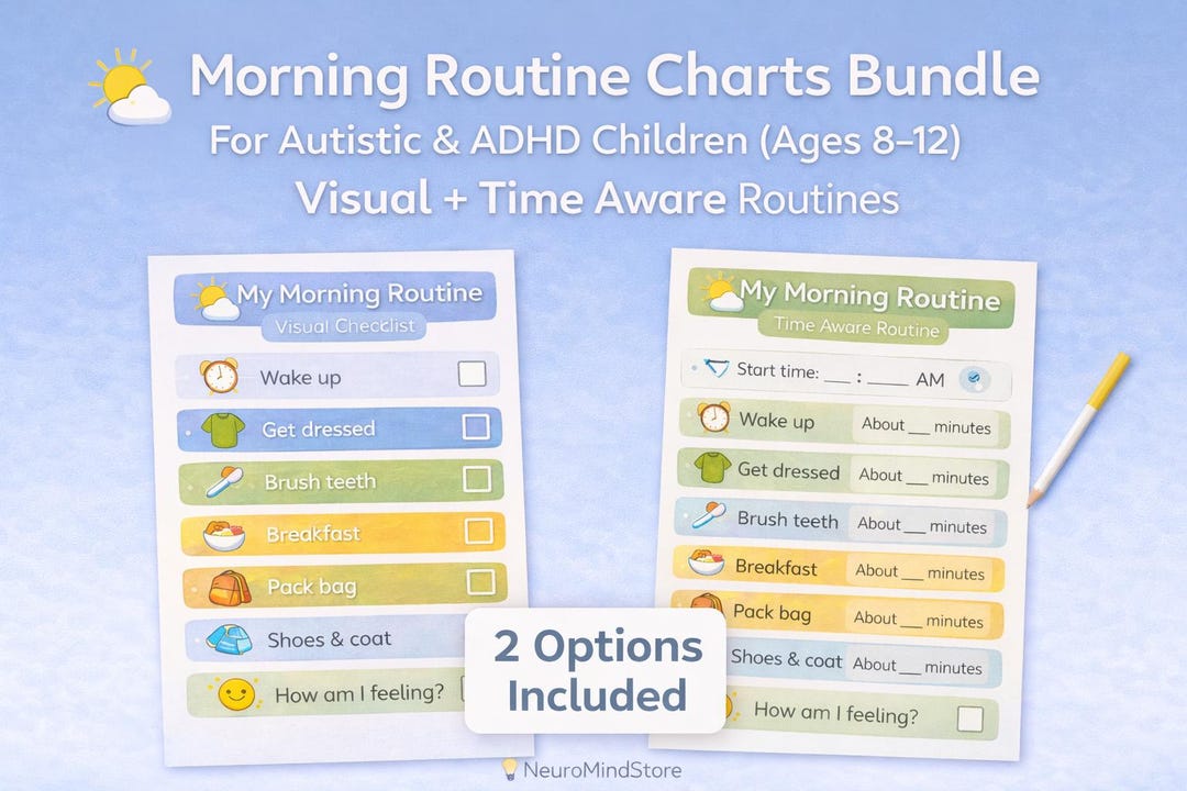 Morning Routine Charts for Autistic & ADHD Children Visual Checklist ...
