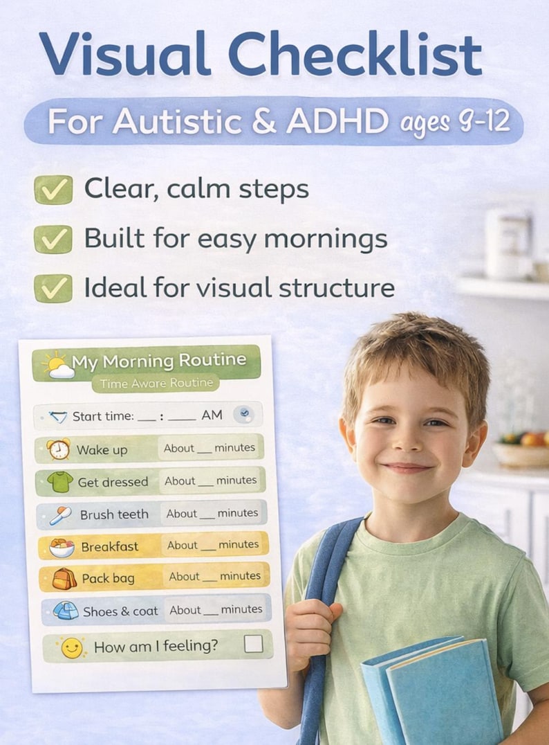 Morning Routine Charts for Autistic & ADHD Children Visual Checklist ...