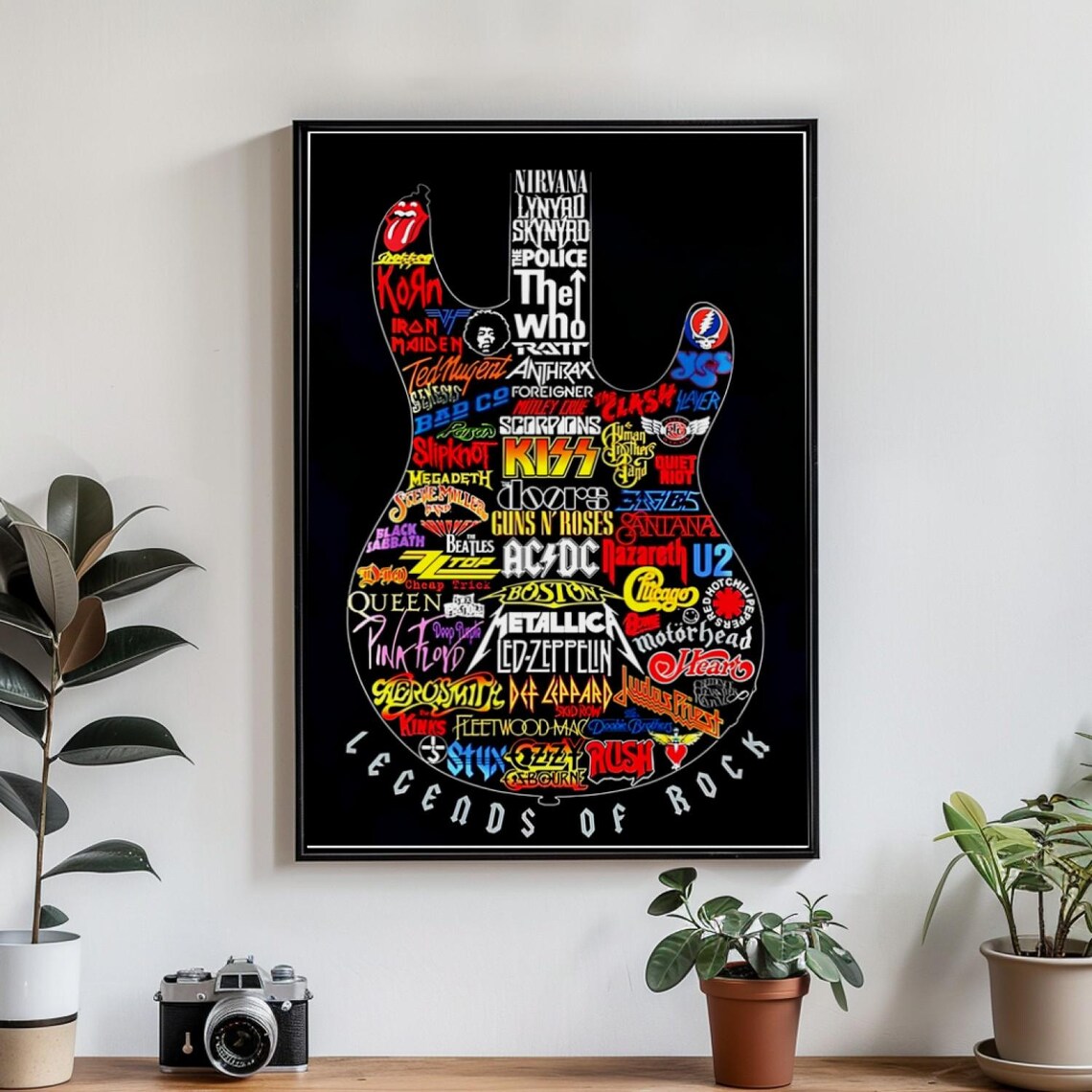 Rock Guitar Band Logos Poster, Music Lover Wall Art - Etsy