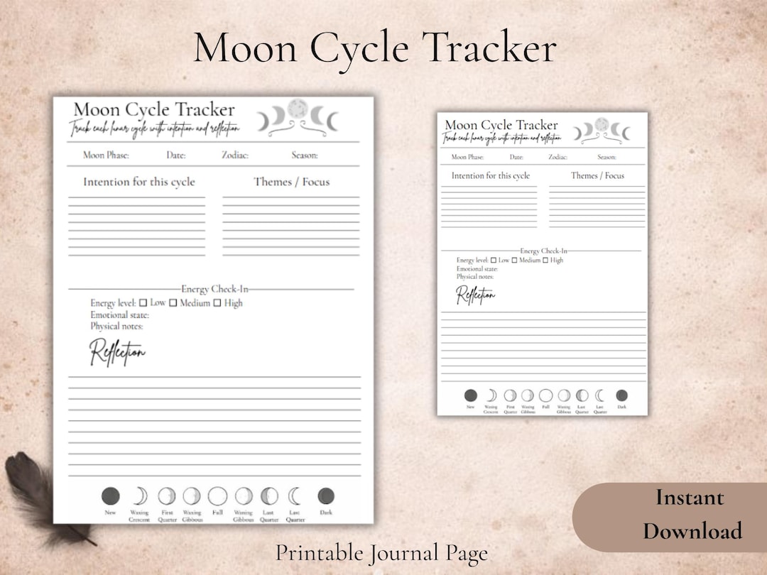 Moon Cycle Tracker | Lunar Journal Printable for Ritual, Tarot & Oracle ...