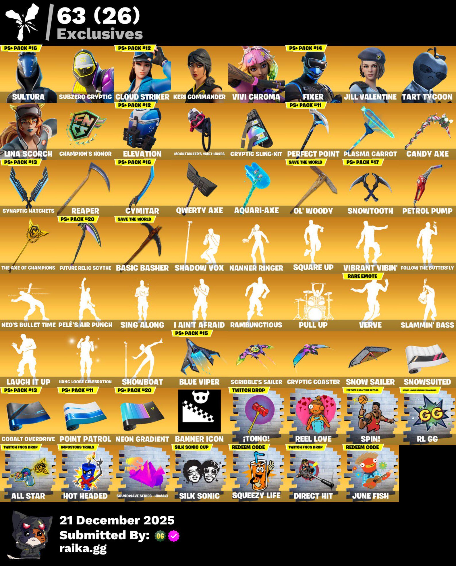 Fn Og 234 Skins | Sultura | Subzero Cryptic | Cloud Striker | Keri ...