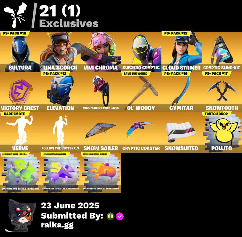 Fn Og 215 Skins | Sultura | Lina Scorch | Vivi Chroma | Subzero Cryptic ...