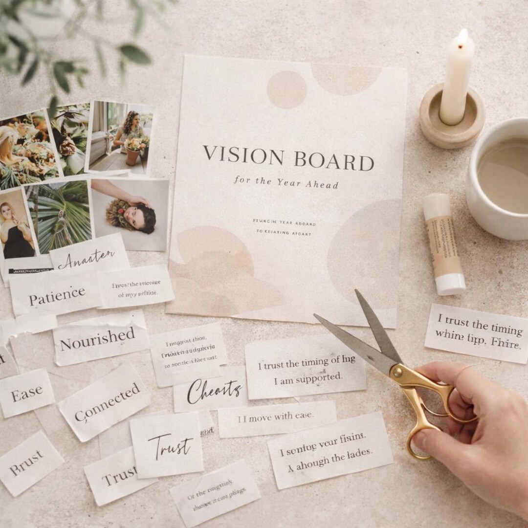 Vision Board for the Year Ahead | Printable Vision Board Kit | Gentle ...