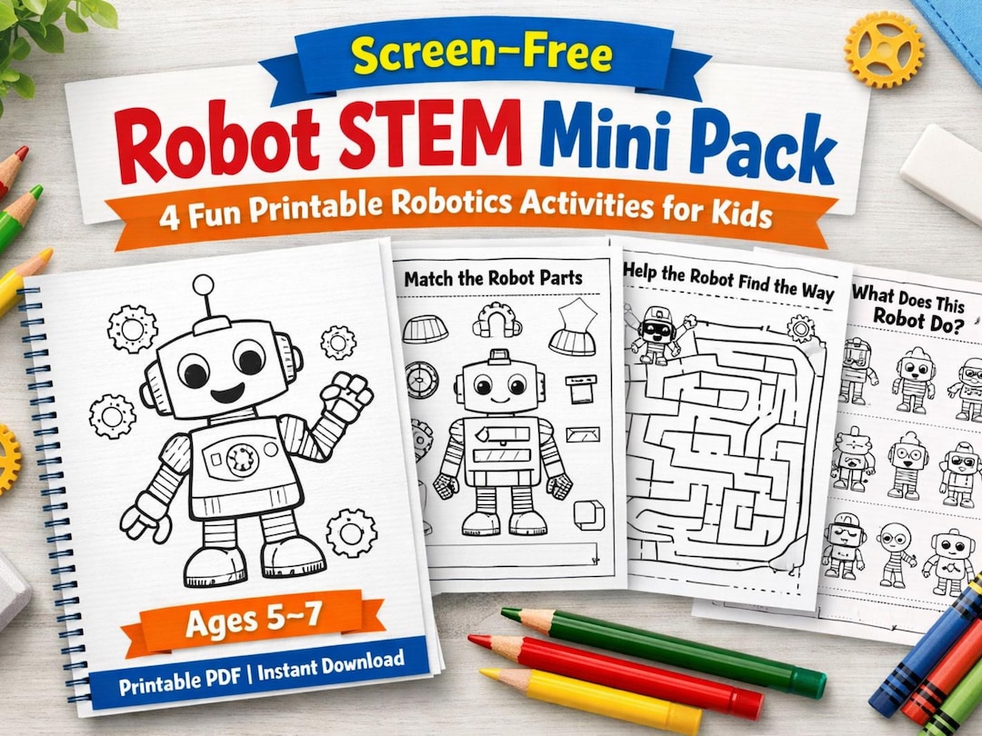 Screen-free Robot STEM Mini Pack | Printable Robotics Activities for ...