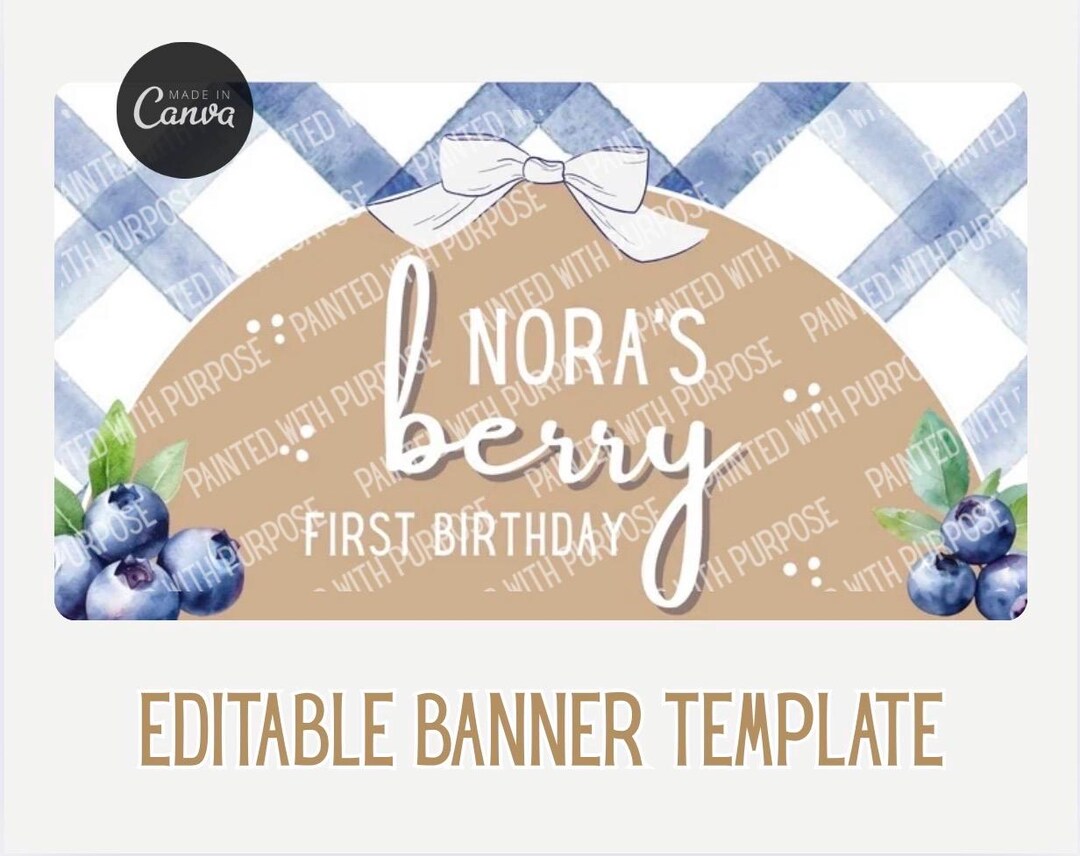 Editable Banner Template, Berry First Bday, First Birthday Banner ...