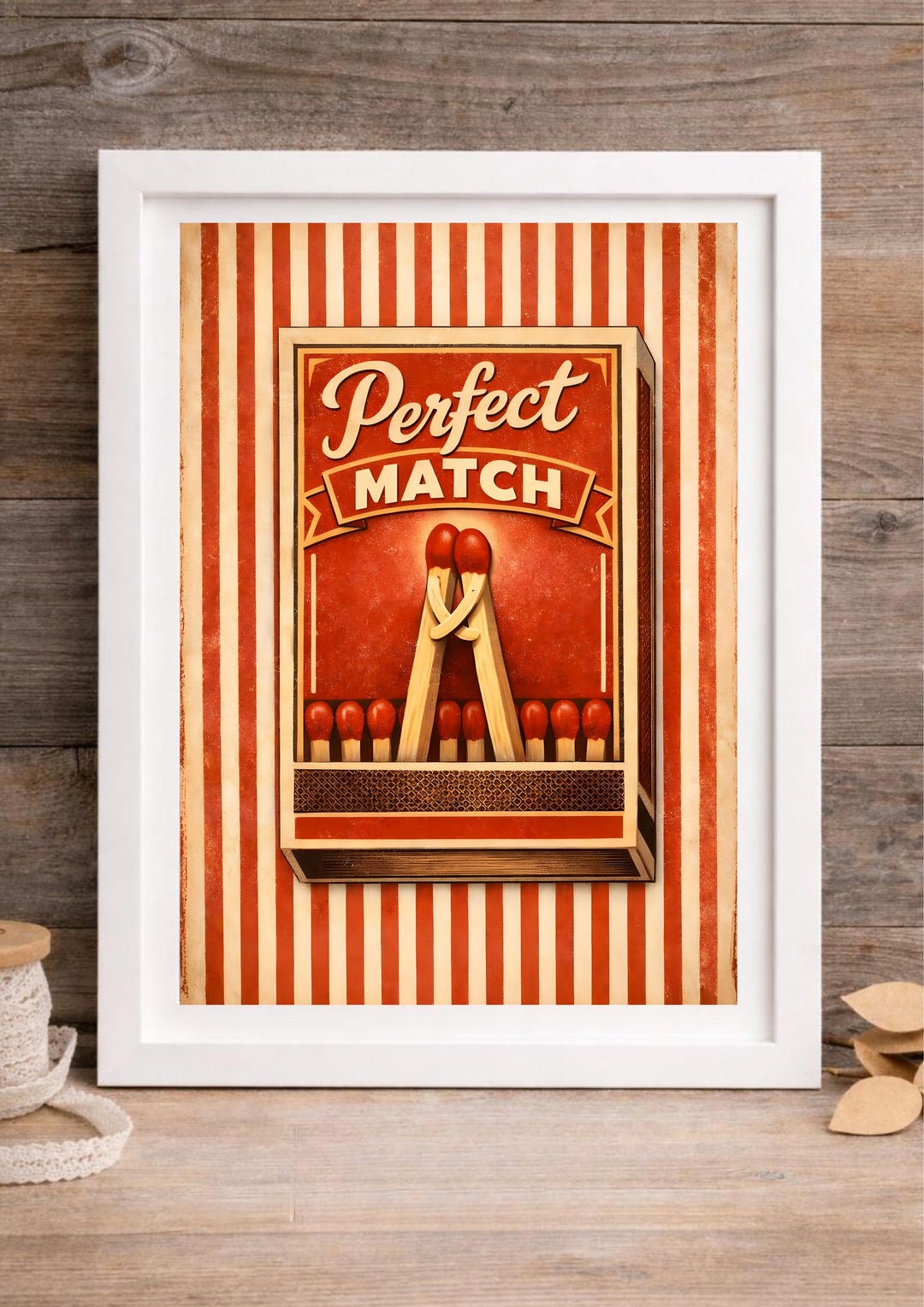 Valentine Match Wall Art Printable, Matchbox Love Illustration ...