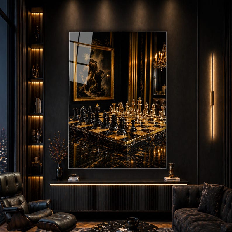 Luxury Chess Glass Wall Art, Modern Office Wall Decor - Etsy