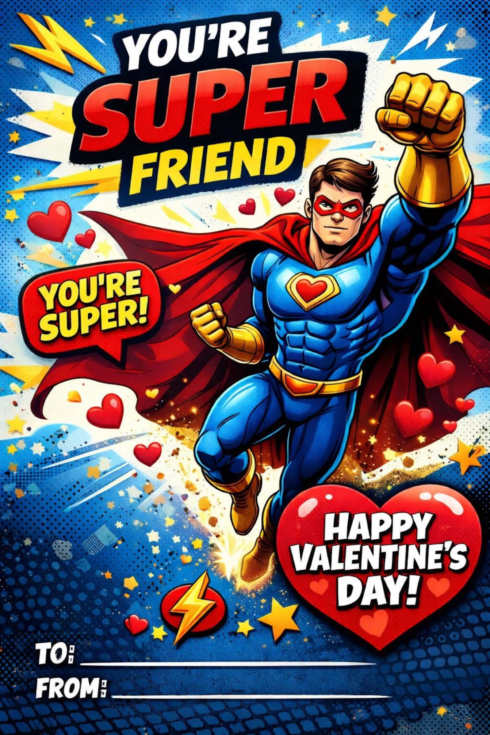 Superhero Valentine Card Printable | You’re Super Friend Valentine ...