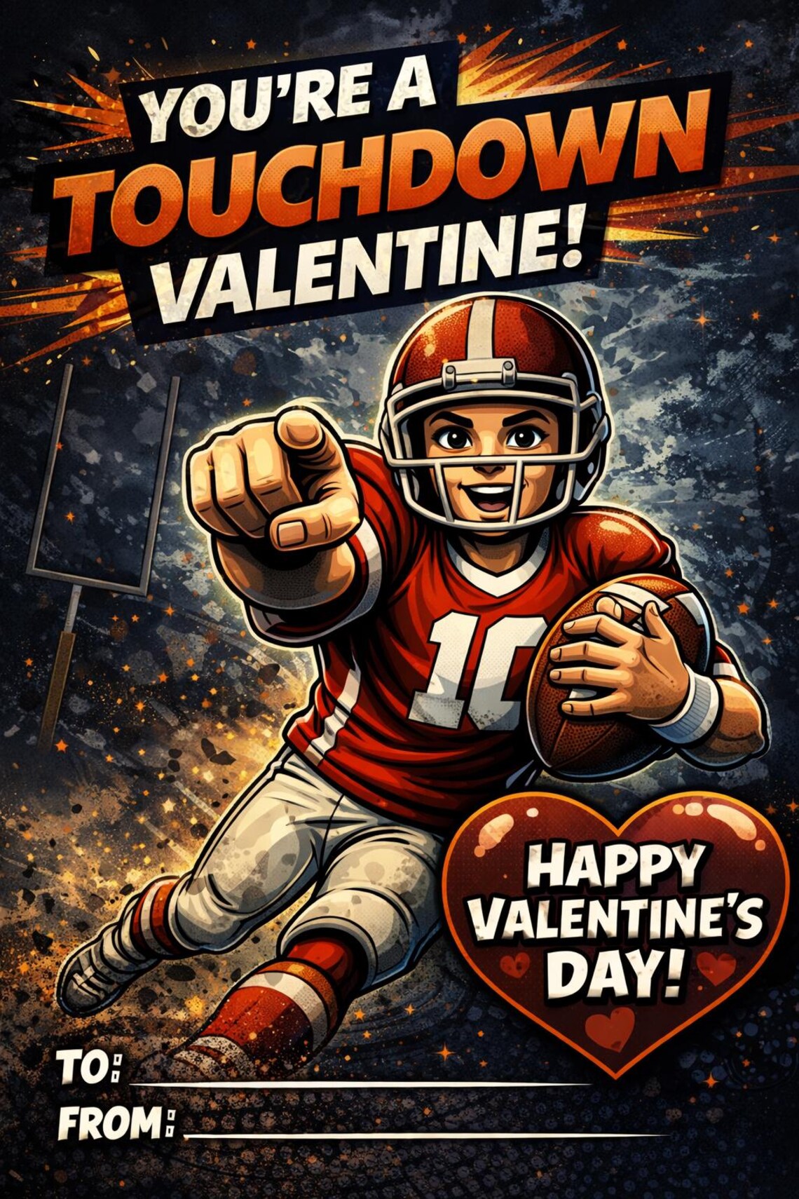 Football Valentine Card Printable | You’re a Touchdown Valentine | Kids ...