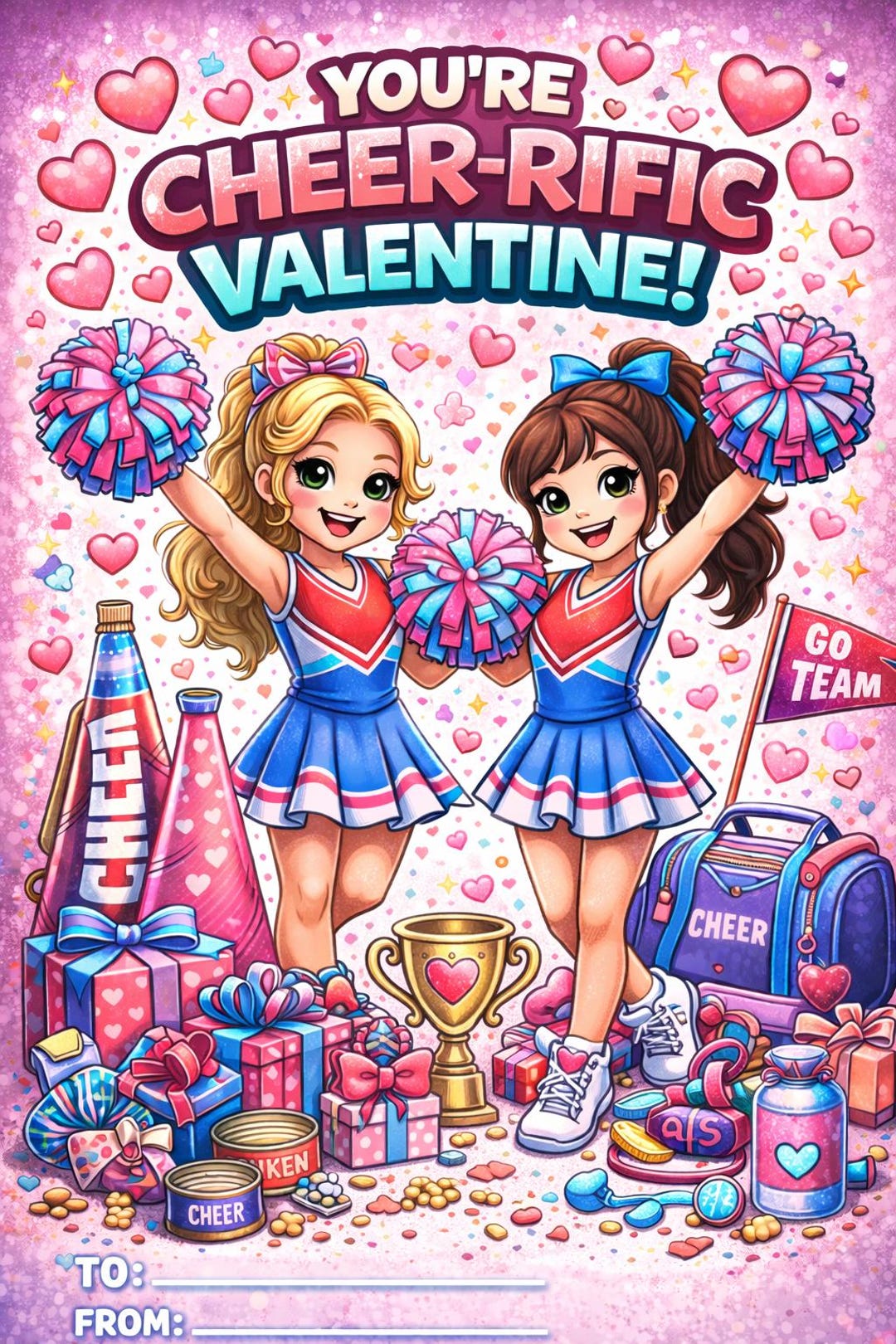 Cheerleading Valentine Card Printable | Cheer-rific Valentine | Kids ...