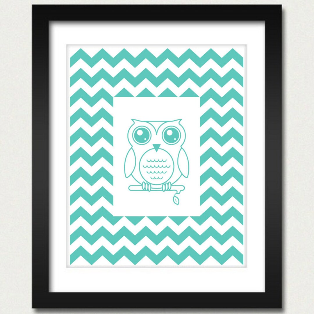 Chevron Poster - Owl Poster / Owl Chevron Print / Owl Print - Geometric ...