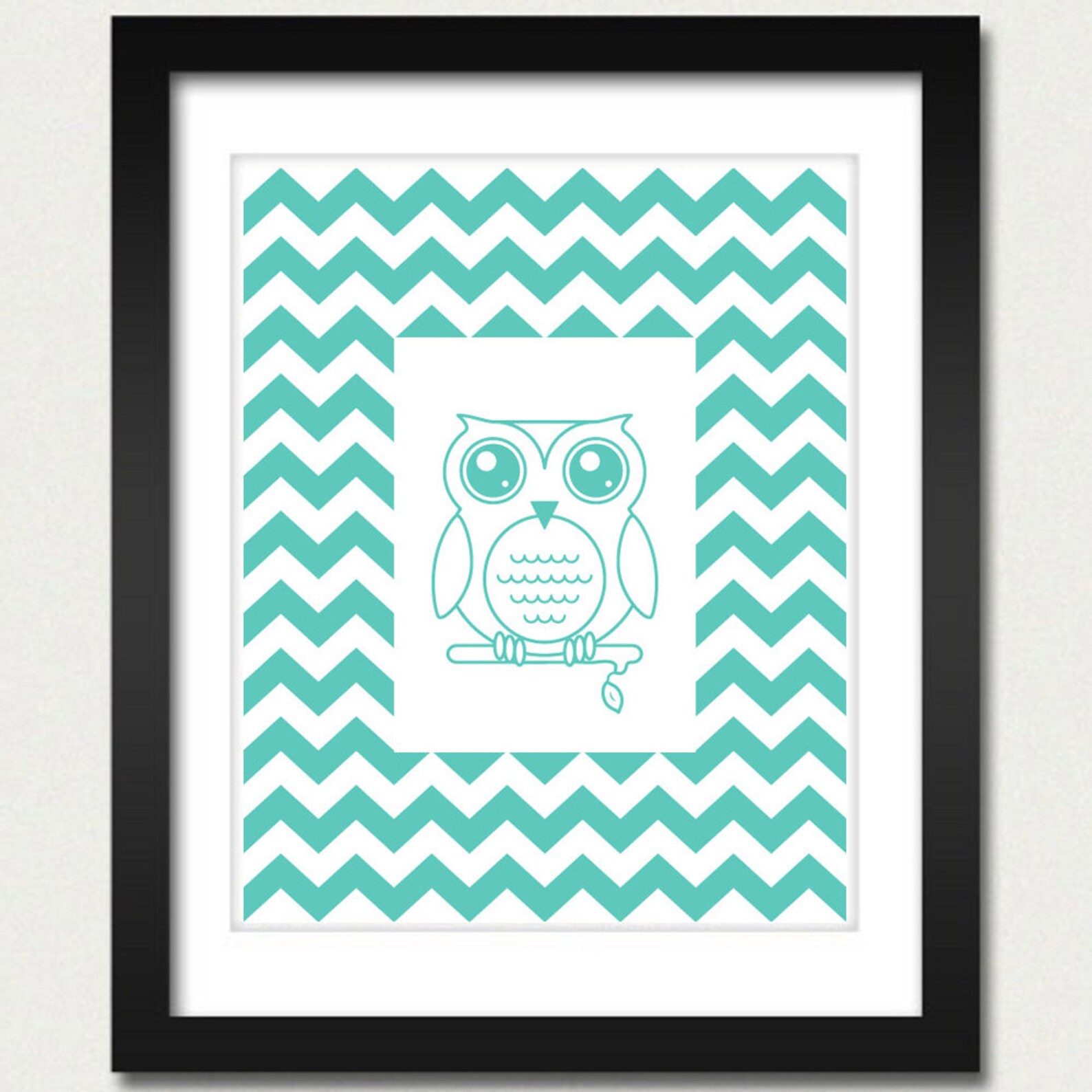 Chevron Poster - Owl Poster / Owl Chevron Print / Owl Print - Geometric ...