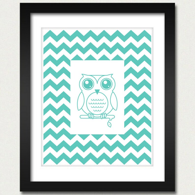Chevron Poster - Owl Poster / Owl Chevron Print / Owl Print - Geometric ...