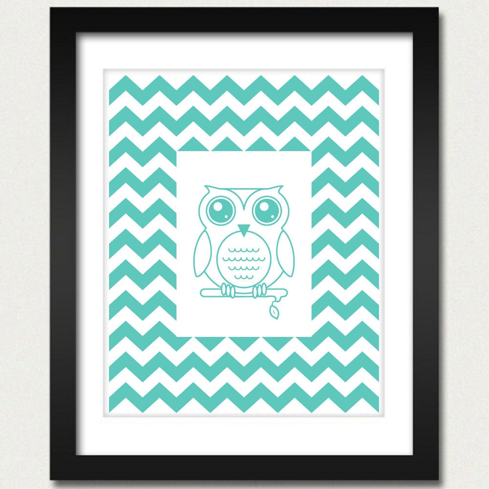 Chevron Poster - Owl Poster / Owl Chevron Print / Owl Print - Geometric ...