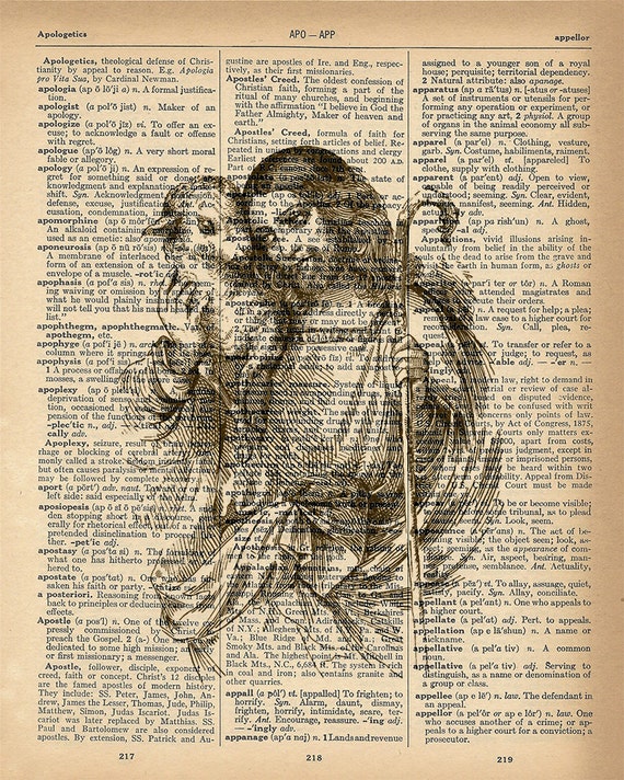 Vintage Dictionary Page Art