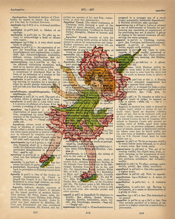 Vintage Dictionary Page Art