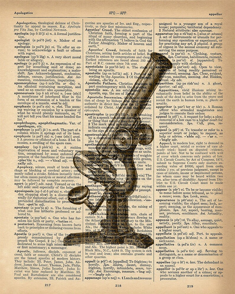 Dictionary Art Print - Vintage Microscope in Black and White - Upcycled ...