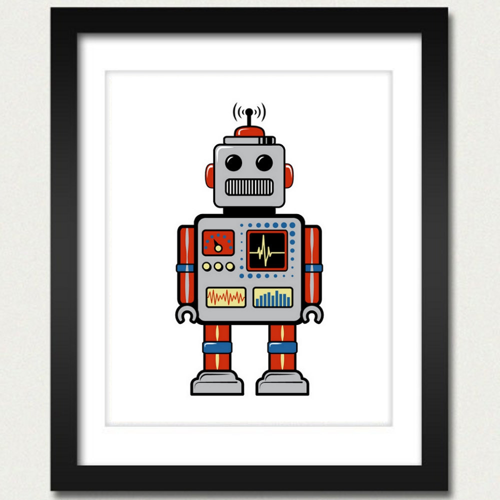 Robot Print / Robot Poster / Retro Robot - 8x10 Art Print - Etsy