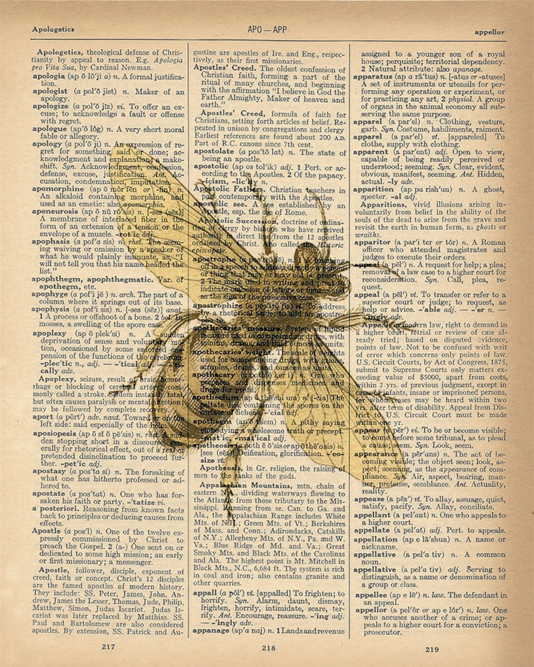 Dictionary Art Print - Bee / Honey Bee - Upcycled Vintage Dictionary ...