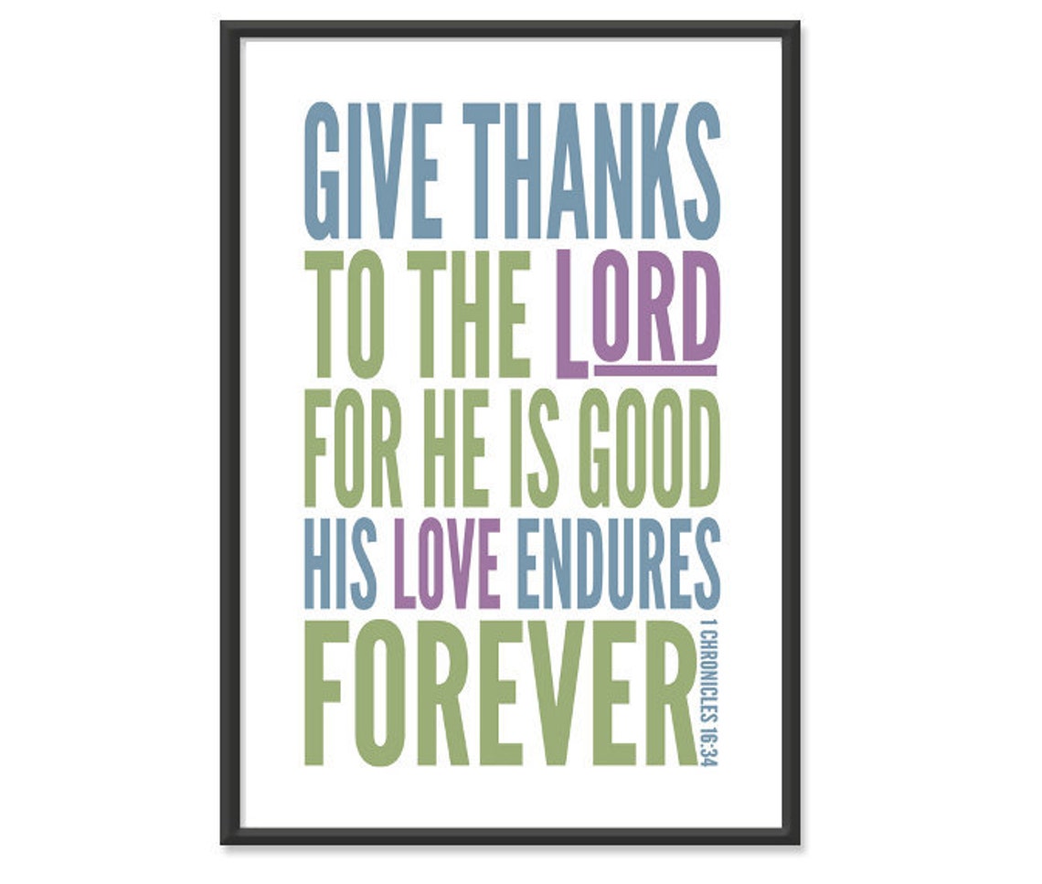 Christian Verse Thanksgiving Give Thanks Bible Print / Scripture Poster ...