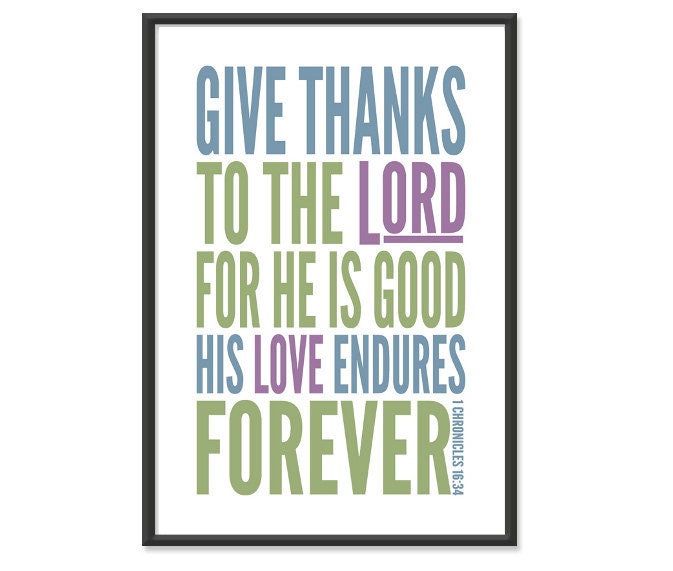 Christian Verse Thanksgiving Give Thanks Bible Print / Scripture Poster ...