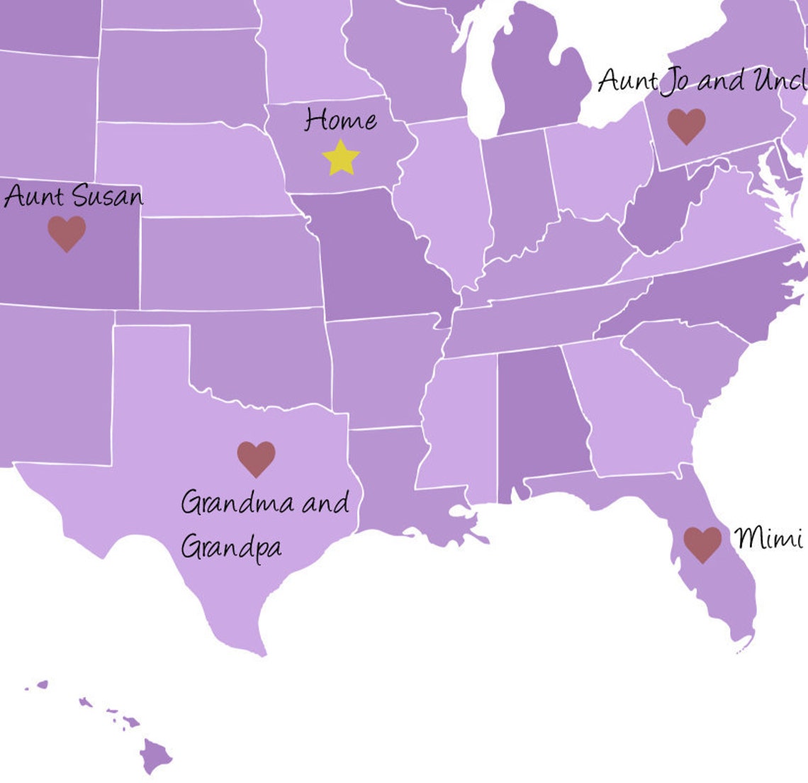 Personalized Map / Custom Map / Map Poster in Purple Family is Where ...