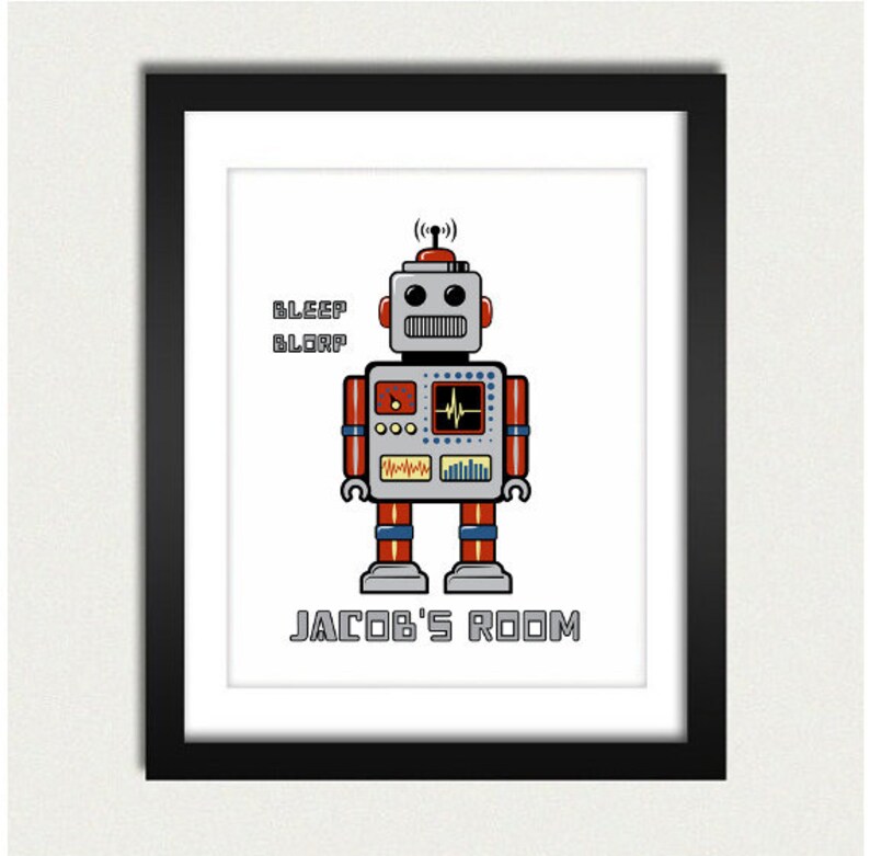 Robot Print / Robot Poster - Retro Robot - Personalized Name - Kids ...