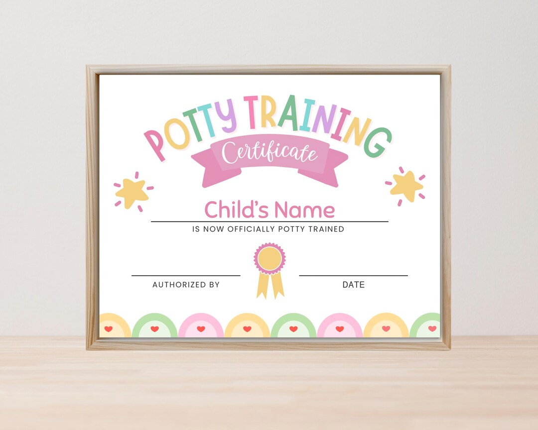Printable Potty Training Certificate, Pastel Toilet Training Template ...