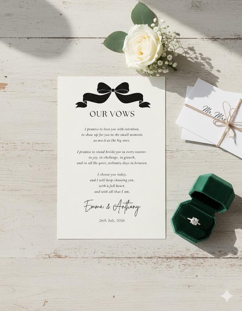 Editable Wedding Vows Template | Minimalist Keepsake (canva) - Etsy