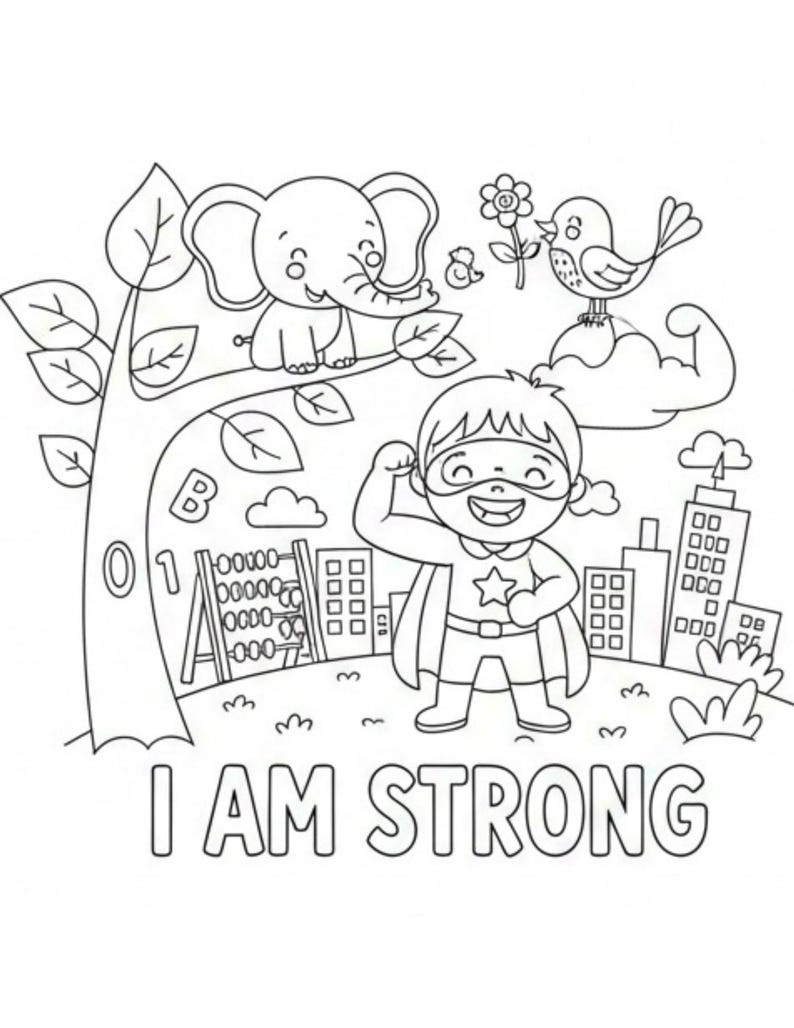 Positive Affirmation Coloring Pages for Kids, Mindfulness Printables ...