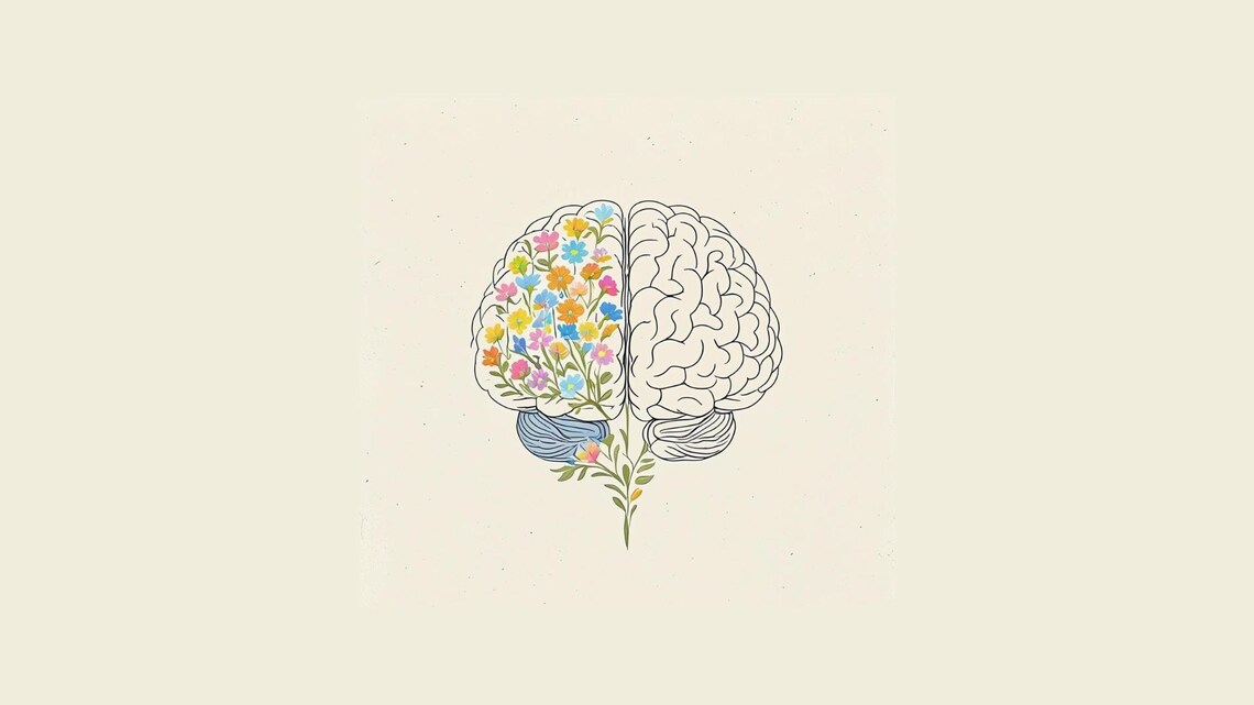 Floral Brain Desktop Wallpaper, Aesthetic Mental Health Art, Mindful ...