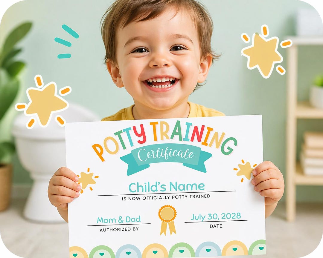 Potty Training Certificate Printable, Primary Colors Potty Award ...