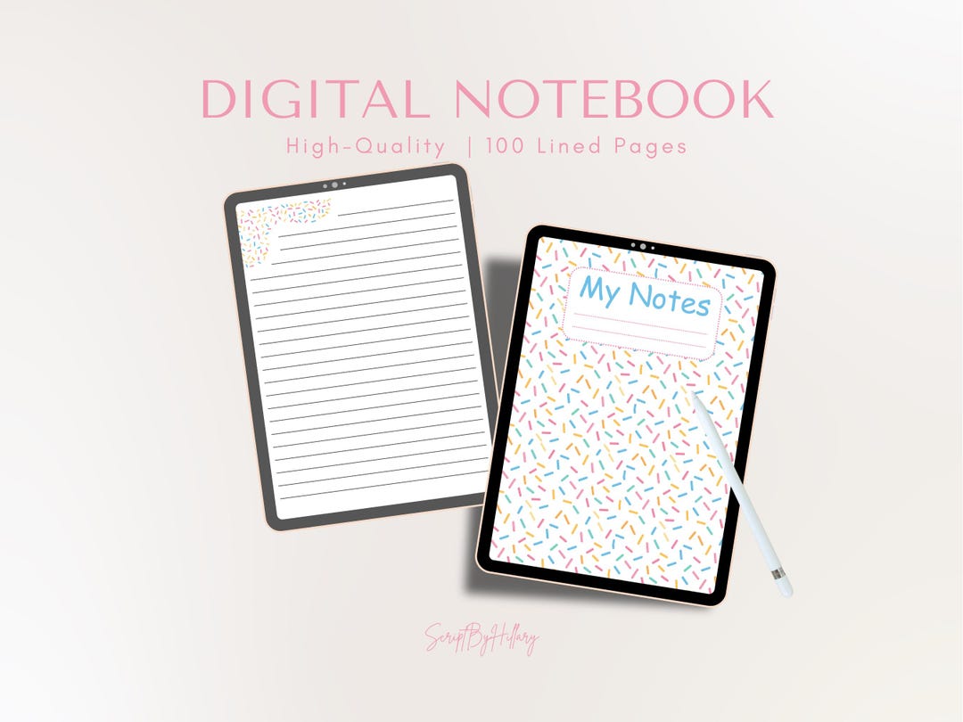 Sprinkles Digital Notebook | 100 Lined Pages, 'my Notes' Cover (PDF ...