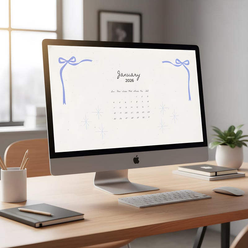 2026 Blue Bow Calendar - Etsy