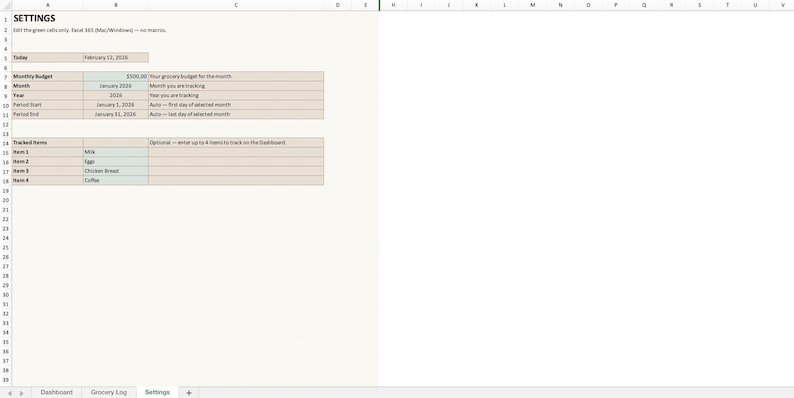 Grocery Price Book (excel) – Unit Price Tracker + Monthly Budget ...