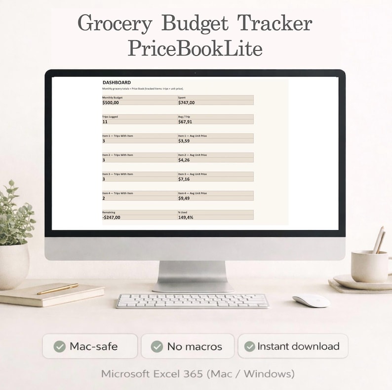 Grocery Price Book (excel) – Unit Price Tracker + Monthly Budget ...