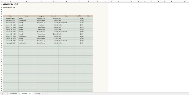 Grocery Price Book (excel) – Unit Price Tracker + Monthly Budget ...