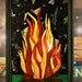 Campfire Stained Glass Mosaic Flames Red Orange Yellow Black Background ...