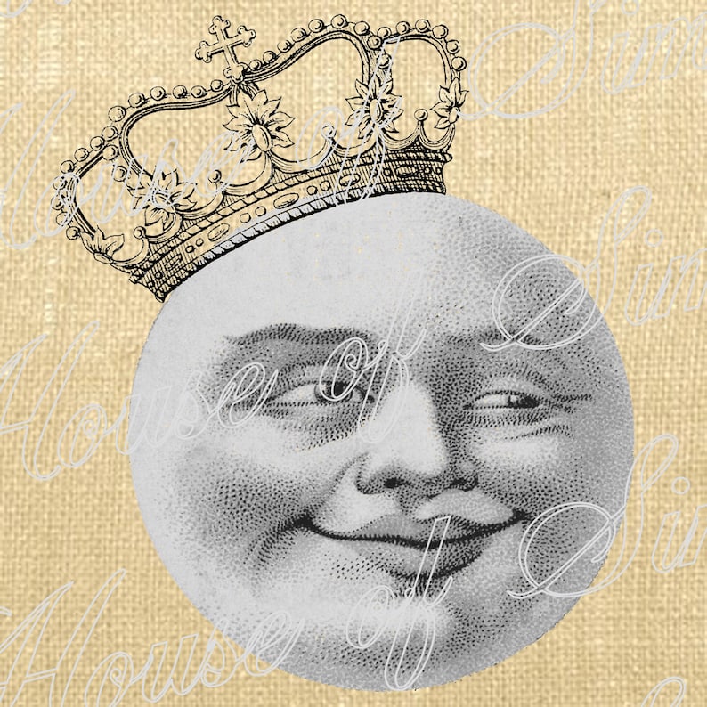 Moon Face Halloween Crown Vintage Download Graphic Image Art Jpeg ...