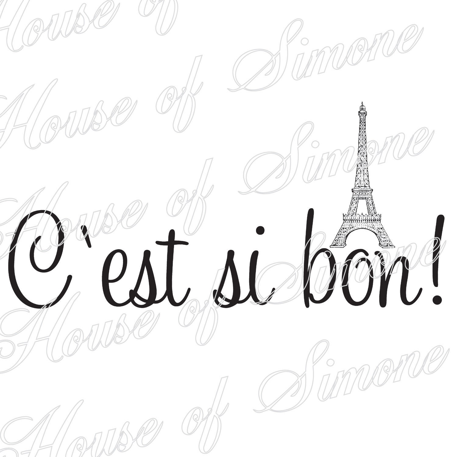 French Eiffel Tower C'est Si Bon Vintage Download Graphic Image Art ...