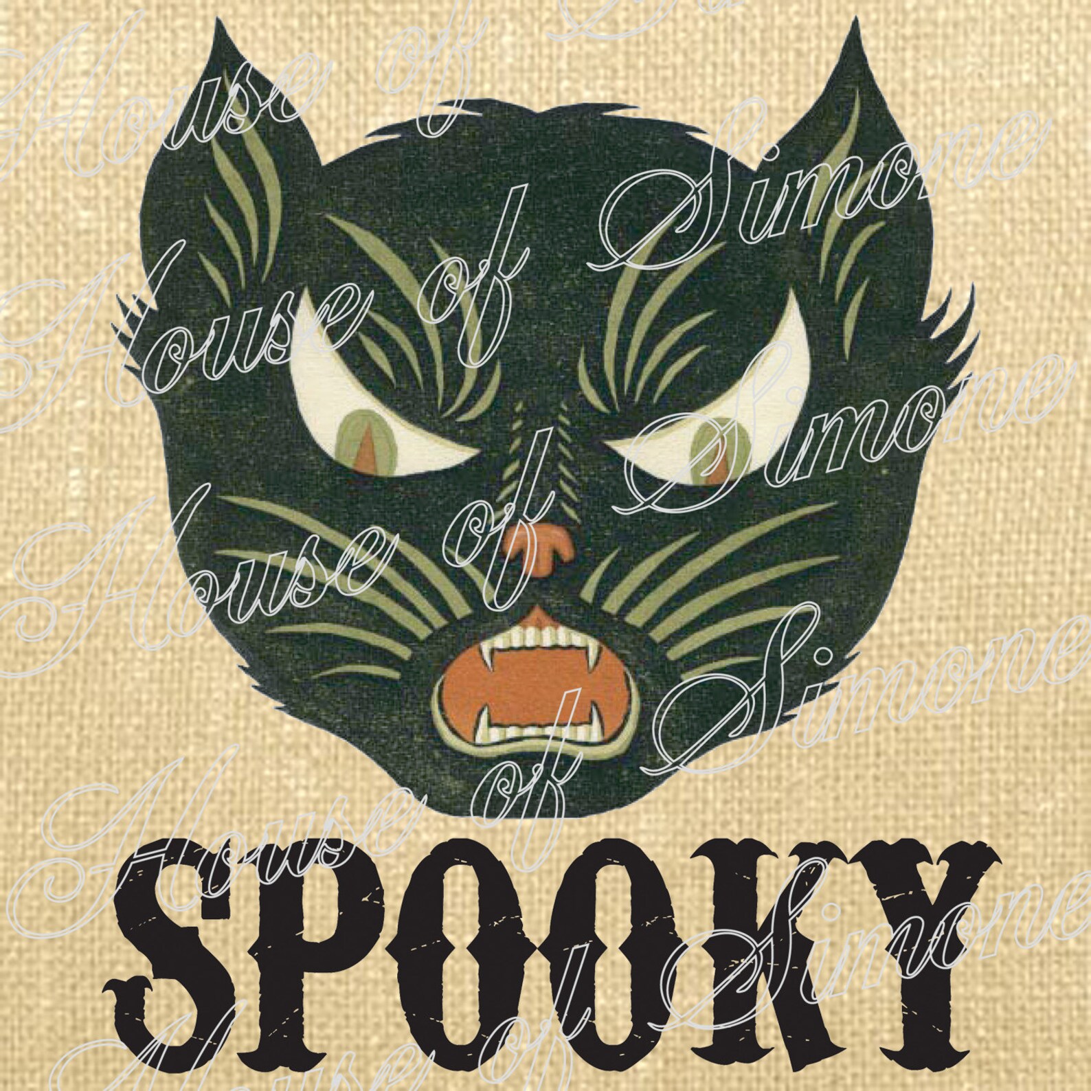 Halloween Gato Negro Miau Spooky Vintage Descargar Imagen - Etsy España