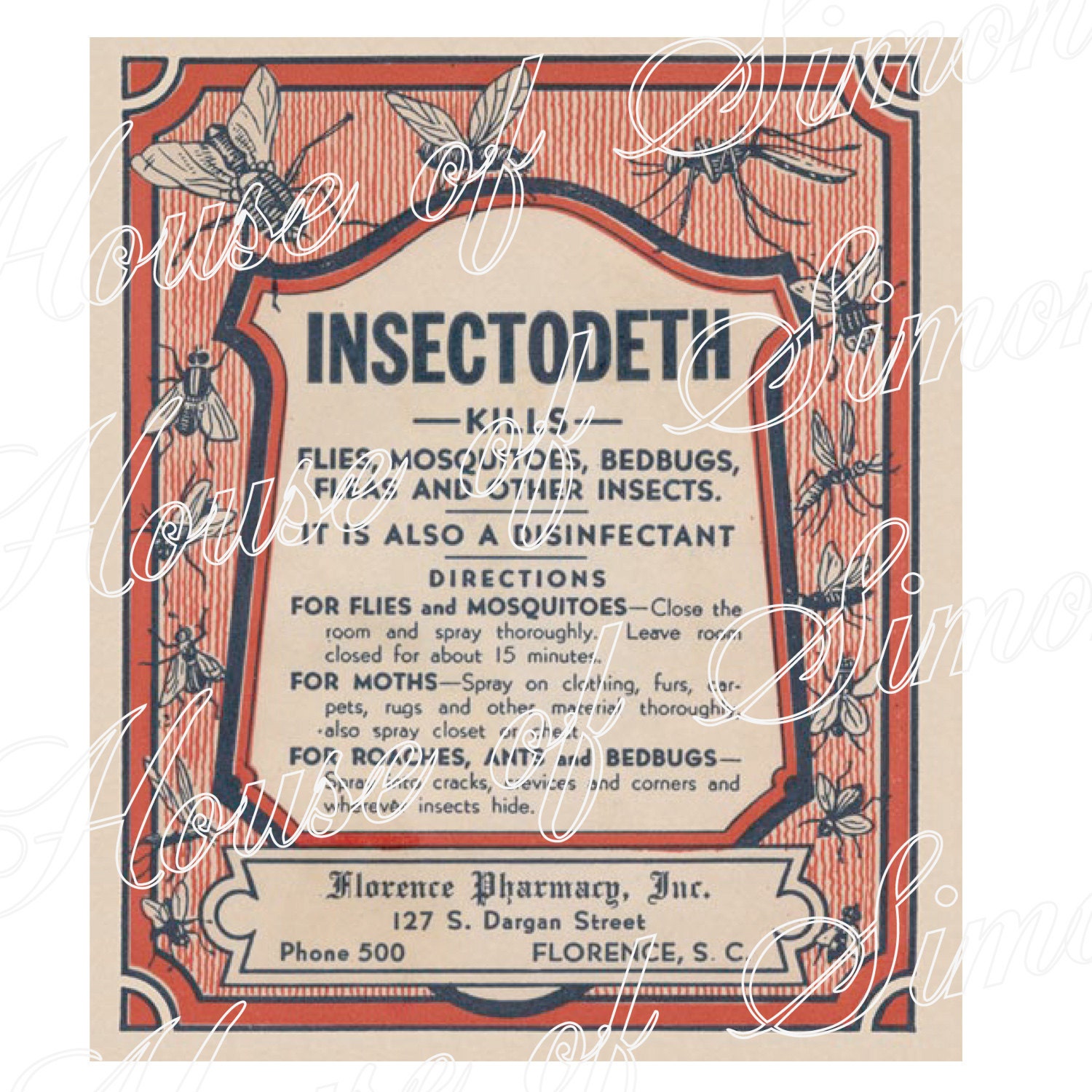 Halloween Poison Bug Wine Label Vintage Download Graphic Image - Etsy