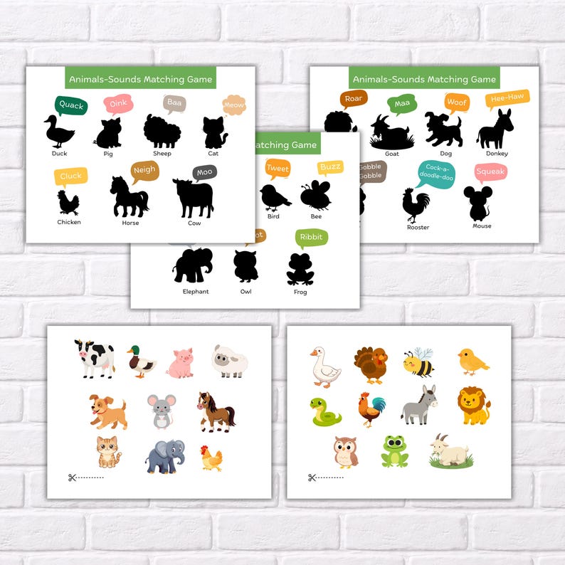 Animal Sound Matching Worksheets | 21 Farm Animals Flashcards ...