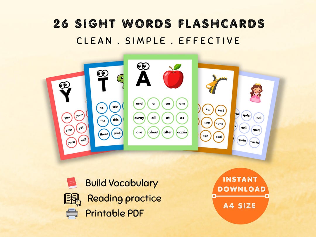 Sight Words Flashcards | Alphabet Sight Word Cards | Printable Reading ...