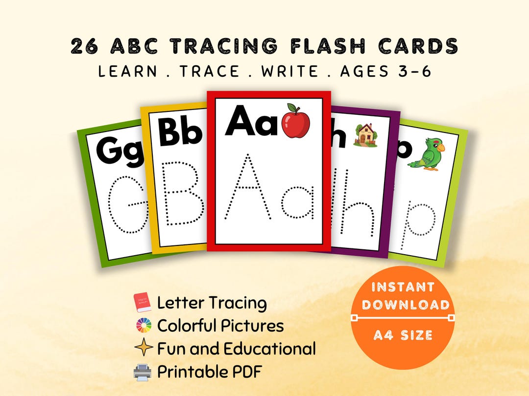 ABC Tracing Flash Cards Printable | Alphabet Tracing Cards for Kids ...