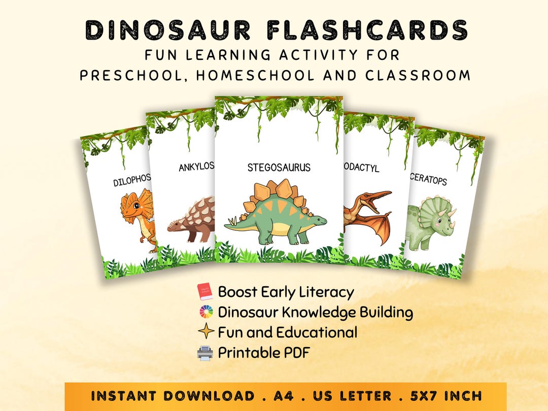Dinosaur Flashcards Printable for Kids Learning Educational Activity ...