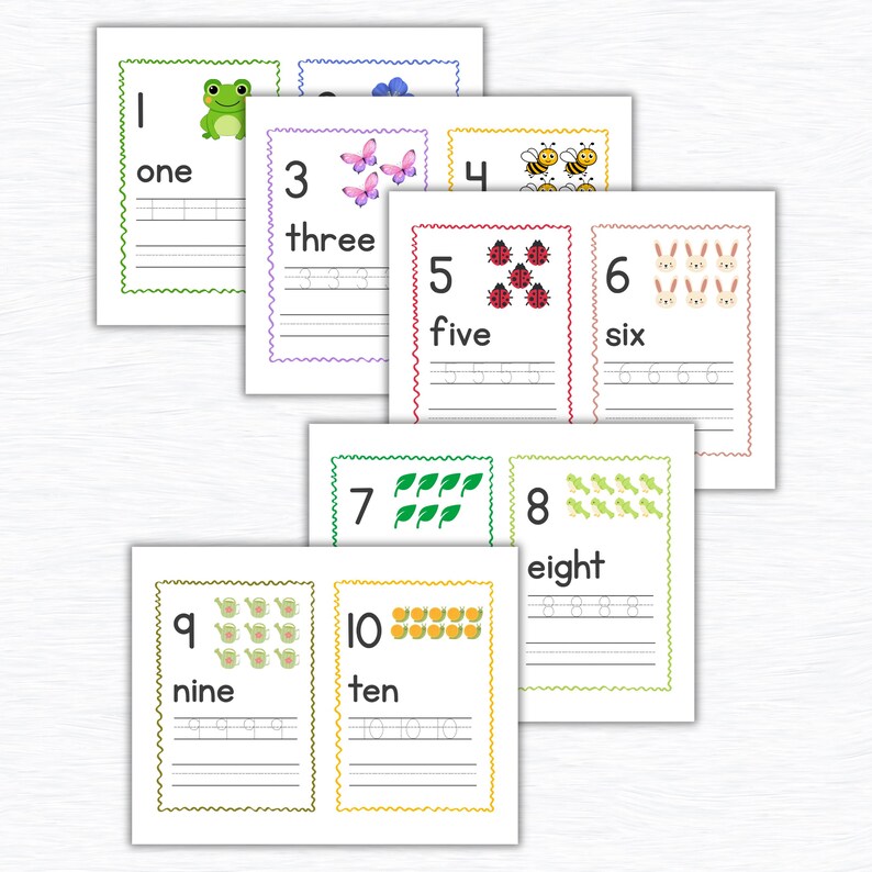 Spring Numbers 1–10 Tracing Worksheets, Preschool Counting Printable ...